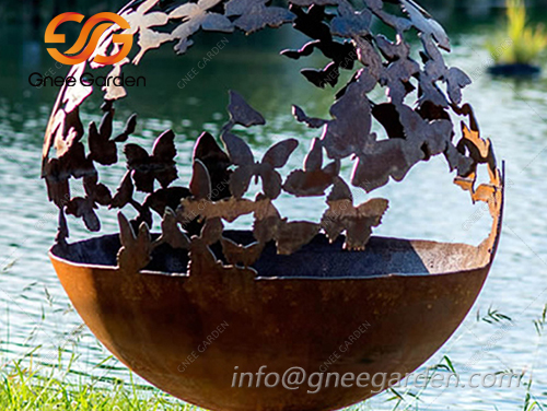 Sphere Fire Pit GN-FB-113 with Butterfly Theme - Gnee Garden