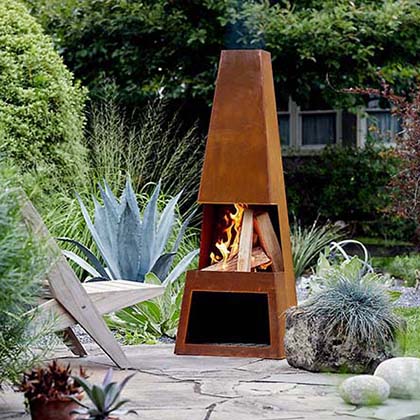 Corten Steel Chiminea GN-FP-414 Smokeless Patio Heater - Gnee Garden