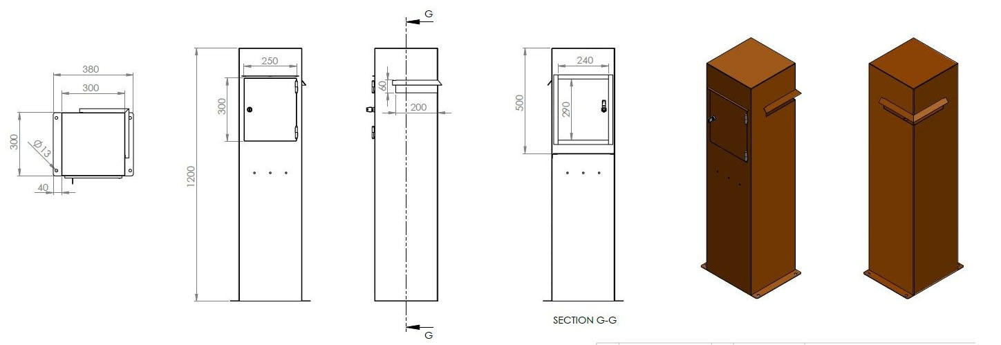 Corten Steel Letterbox GN-LB-003 Classic Designed - Gnee Garden