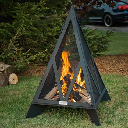 Corten Steel Fire GN-FP-418 Pyramid Outdoor Fireplace - Gnee Garden