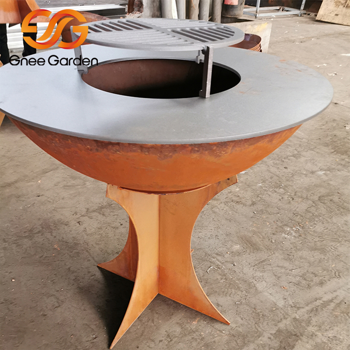 Corten Steel BBQ GN-BBQ-210 Outdoor Kitchen Grill - Gnee Garden